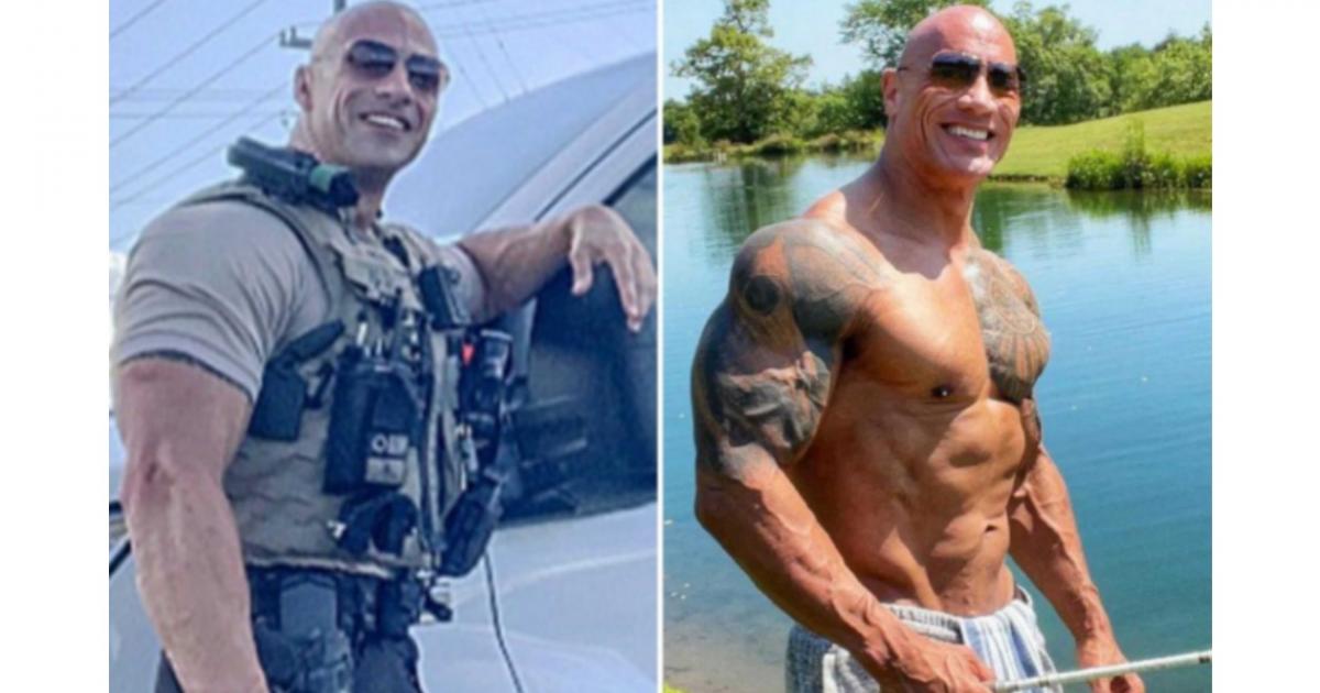 ¡Idénticos! Hasta 'La Roca' quedó sorprendido por fotos de un policía ...